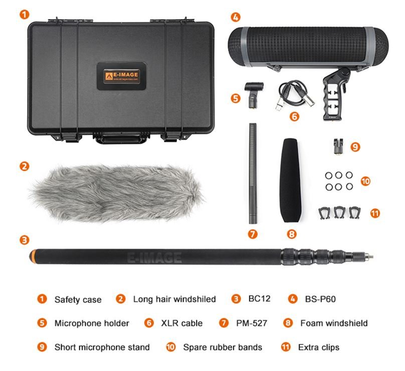 E-Image BPMK2 Shotgun Microphone Kit with Blimp and Boompole